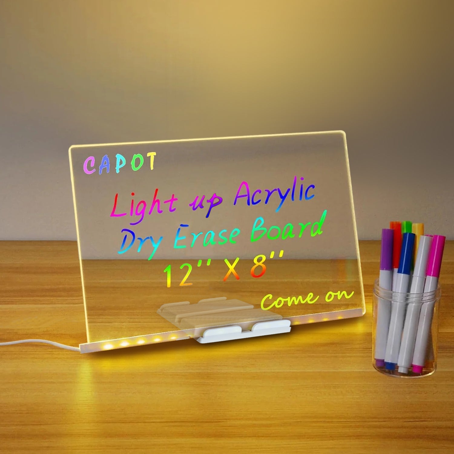 LED Light-Up Writing Board with Markers – Colorful DIY Acrylic Writing ...