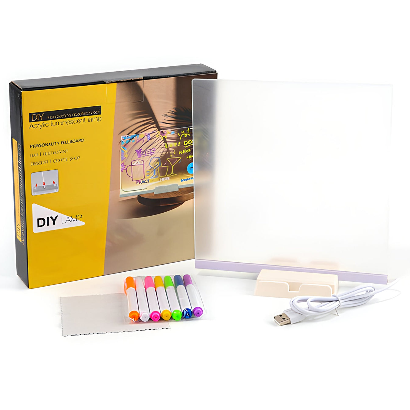 LED Light-Up Writing Board with Markers – Colorful DIY Acrylic Writing ...