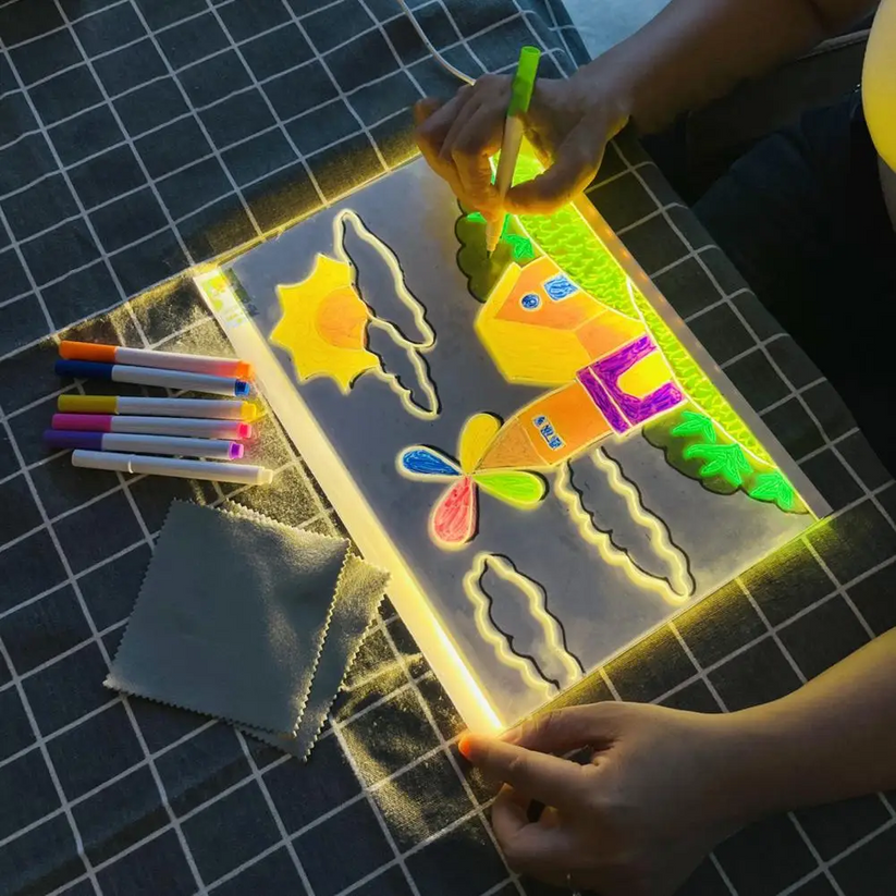 LED Light-Up Writing Board with Markers – Colorful DIY Acrylic Writing ...